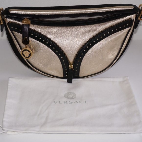 Versace | Bags | Authentic Versace Handbag Vintage Gold And Black ...